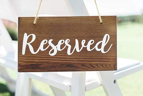 Darware Hanging Wooden Reserved Signs (6-Pack); Rustic Style Wood Signs for Weddings, Special Events, and Functions to Hang on Chairs, in Doorways