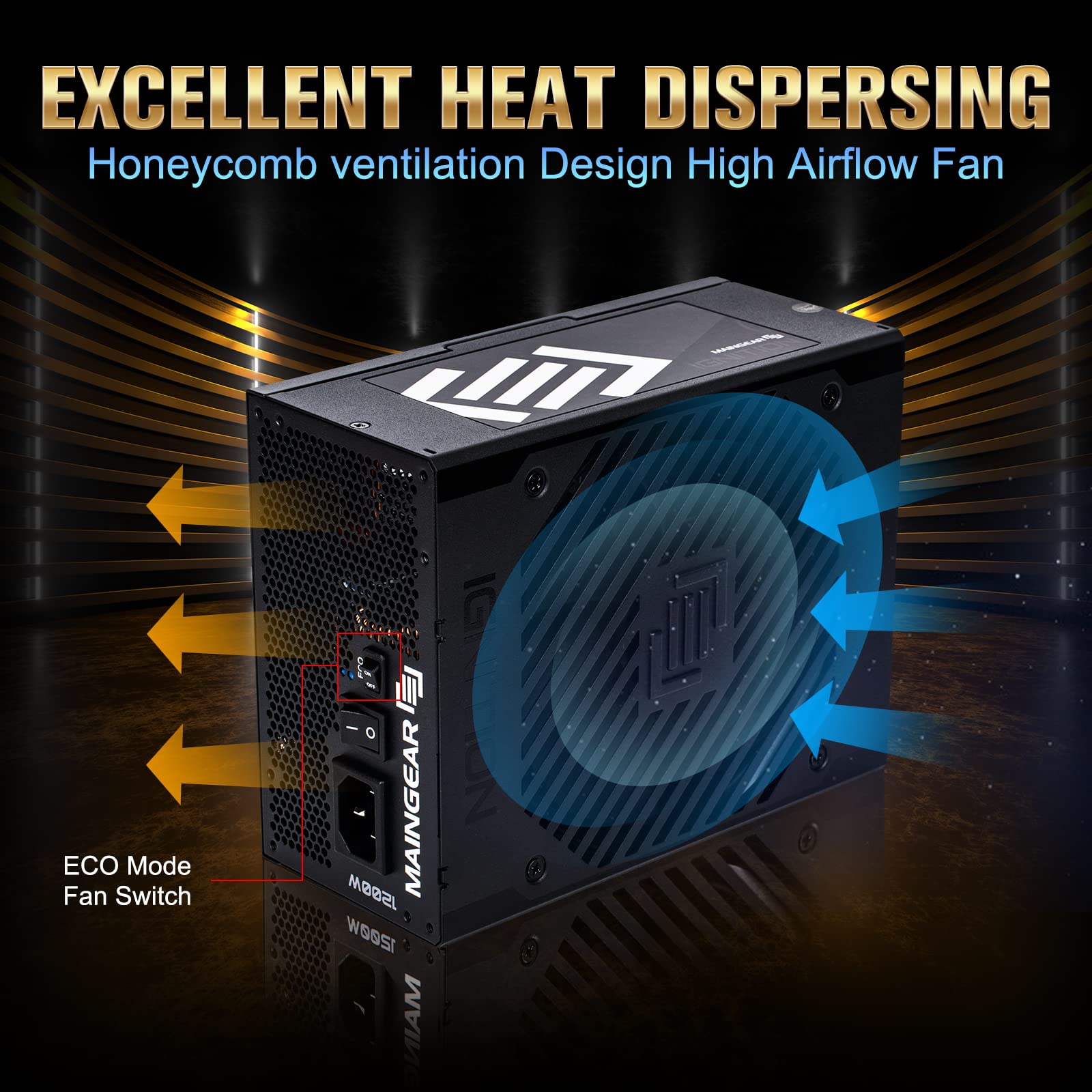 MAINGEAR Ignition Fully Modular Power Supply PC, 1200W, 80 Plus Platinum Certified, SLI Crossfire Ready, FSP1200-50AJB, 10 Year Warrenty