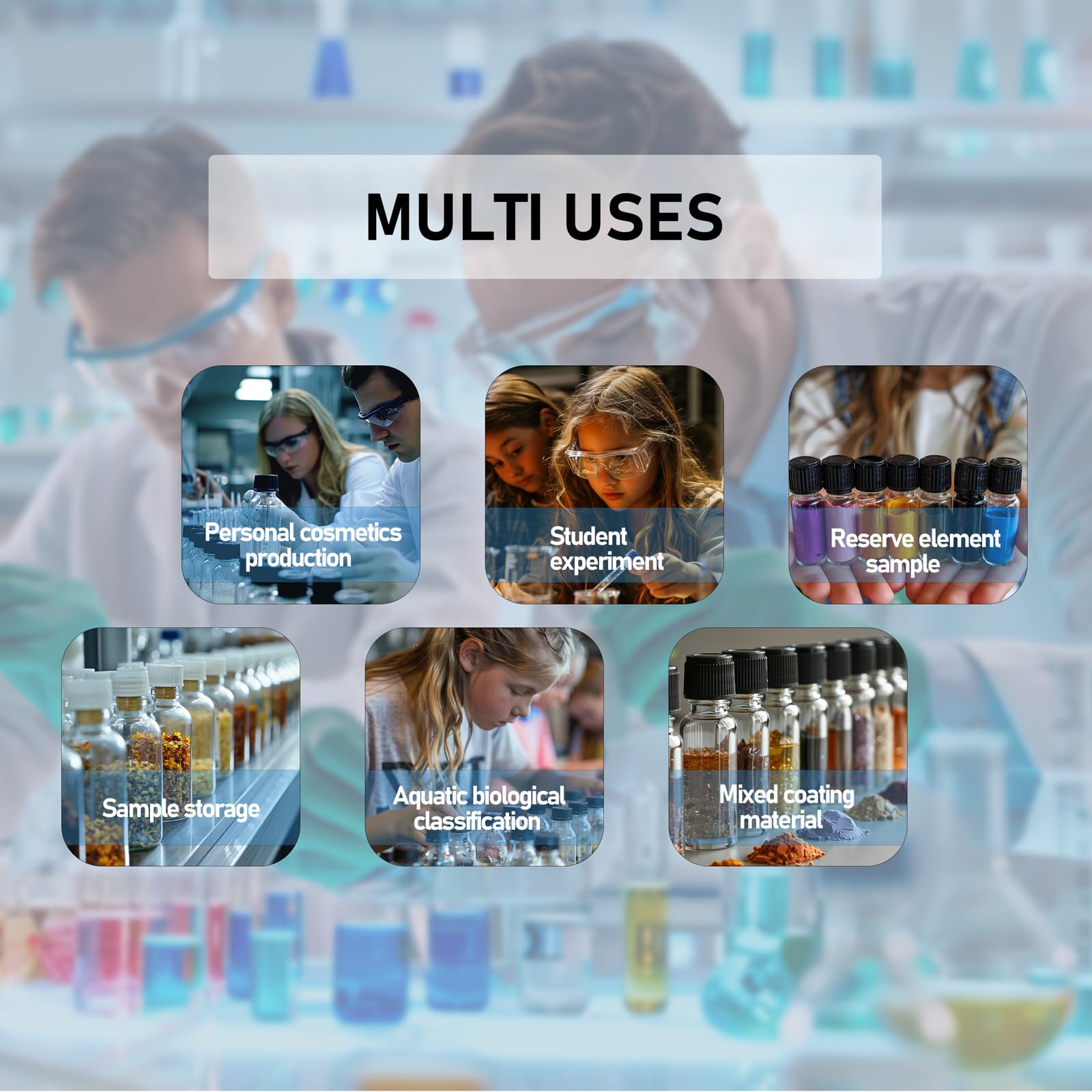 Kesell 25ml Glass Vials, Clear Glass Sample Bottle, Small Glass Vial with Screw Cap, Empty Bottle with Cap, Pack of 16