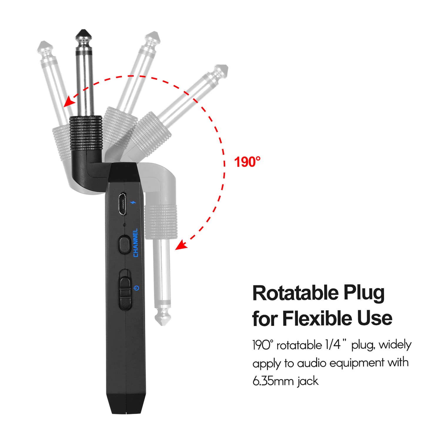 5.8GHz Wireless Guitar System, Rechargeable Wireless Guitar Transmitter Receiver Guitar Accessories Audio Wireless Transmitter Receiver for Electric Guitar Bass