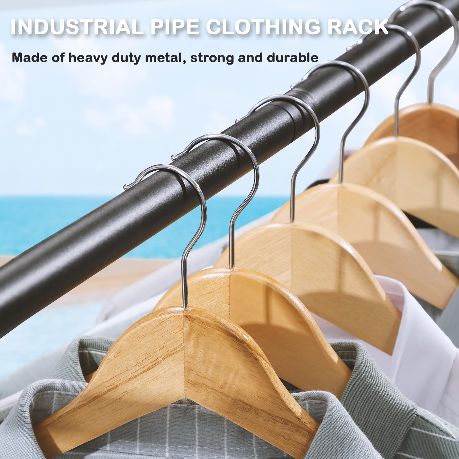Fayesioal Clothes Rack, 32 inches Industrial Pipe Clothing Racks for Hanging Garment Racks Heavy Duty Wall Mounted Closet Rod