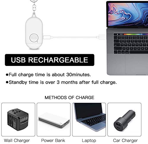 Safesound Personal Protection Safety Device – 3pcs SOS Keychain Alarm for Women, Men, Elderly and Kids – Personal Keychain Alarm Siren – USB Rechargeable – Small and Compact Design