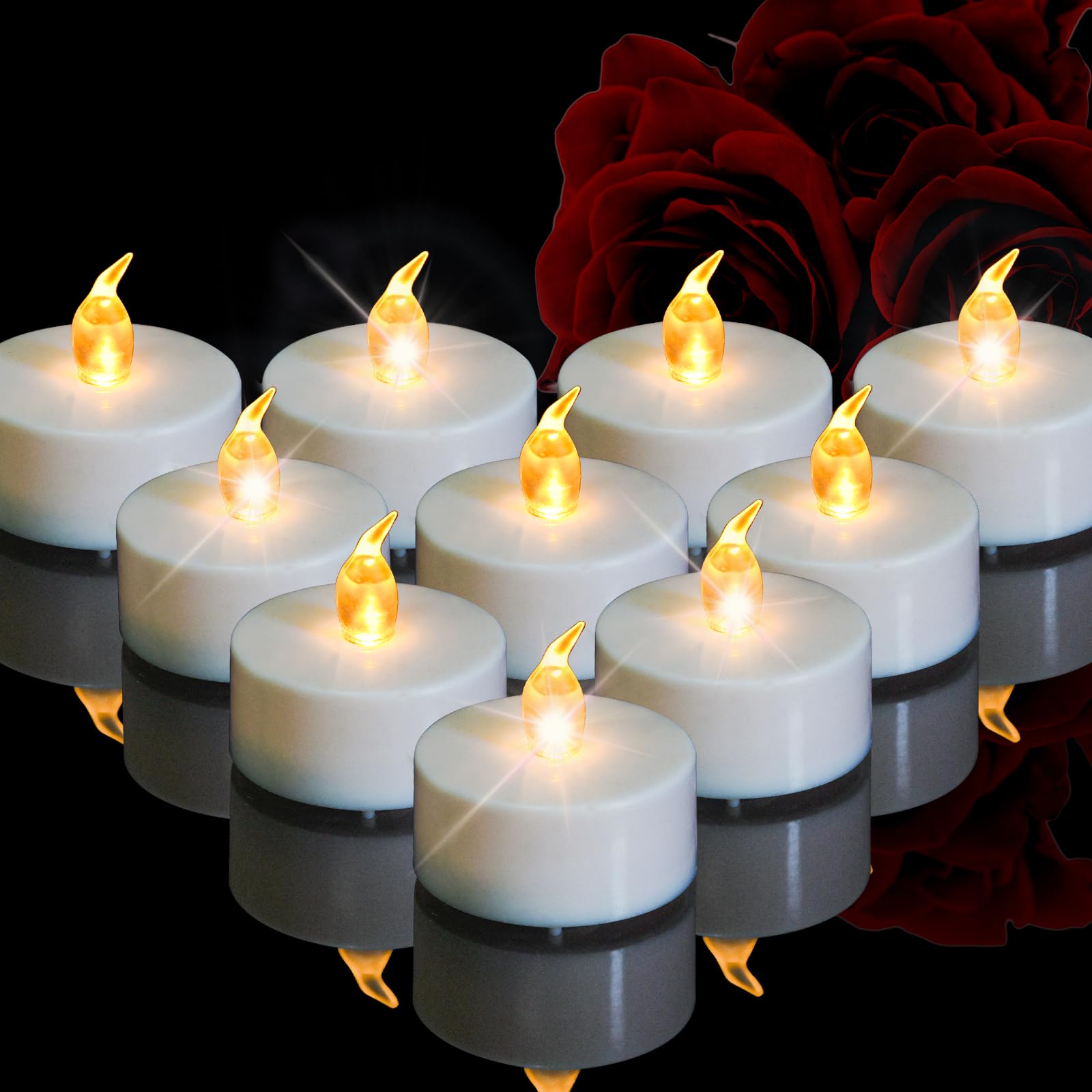 5/12/24/50/100/200/400 Pack Battery Tea Lights LED - Realistic and Bright Flickering Holiday Gift Operated Flameless for Seasonal & Festival Celebration Warm Yellow Lamp Battery Powered(5 Pack )