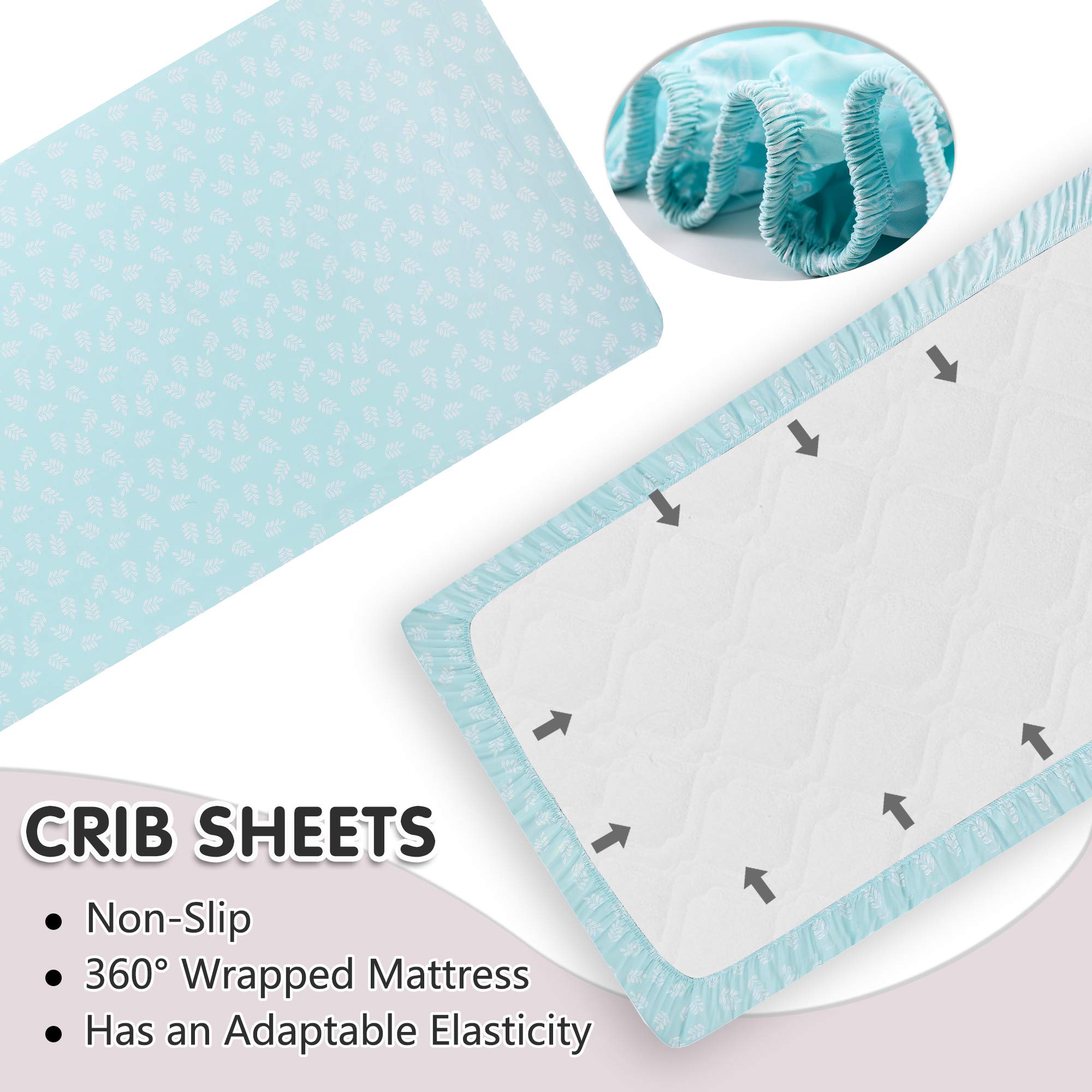 Honkaii 4Pcs Crib Bedding Sets for Boy, Zoo Baby Bedding Sets Neutral with Comforter Fitted Sheet Crib Skirt Blanket, Machine Washable, Suitable for 28 x 52 Inch Cribs,Nursery Bedding Set (Gray)