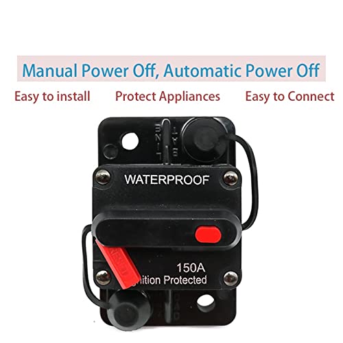 30A 40A 50A 60A 70A 80A 100A 120A 150A 200A 250A 300A AMP Circuit Breaker Fuse Reset 12-48V DC Car Boat Auto Waterproof (Color : 150A)