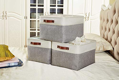 DECOMOMO Foldable Storage Bin Extra Large [3-Pack] & 11"Cube [4-pack] W/Handles for Organizing Shelf Nursery Home Closet & Office