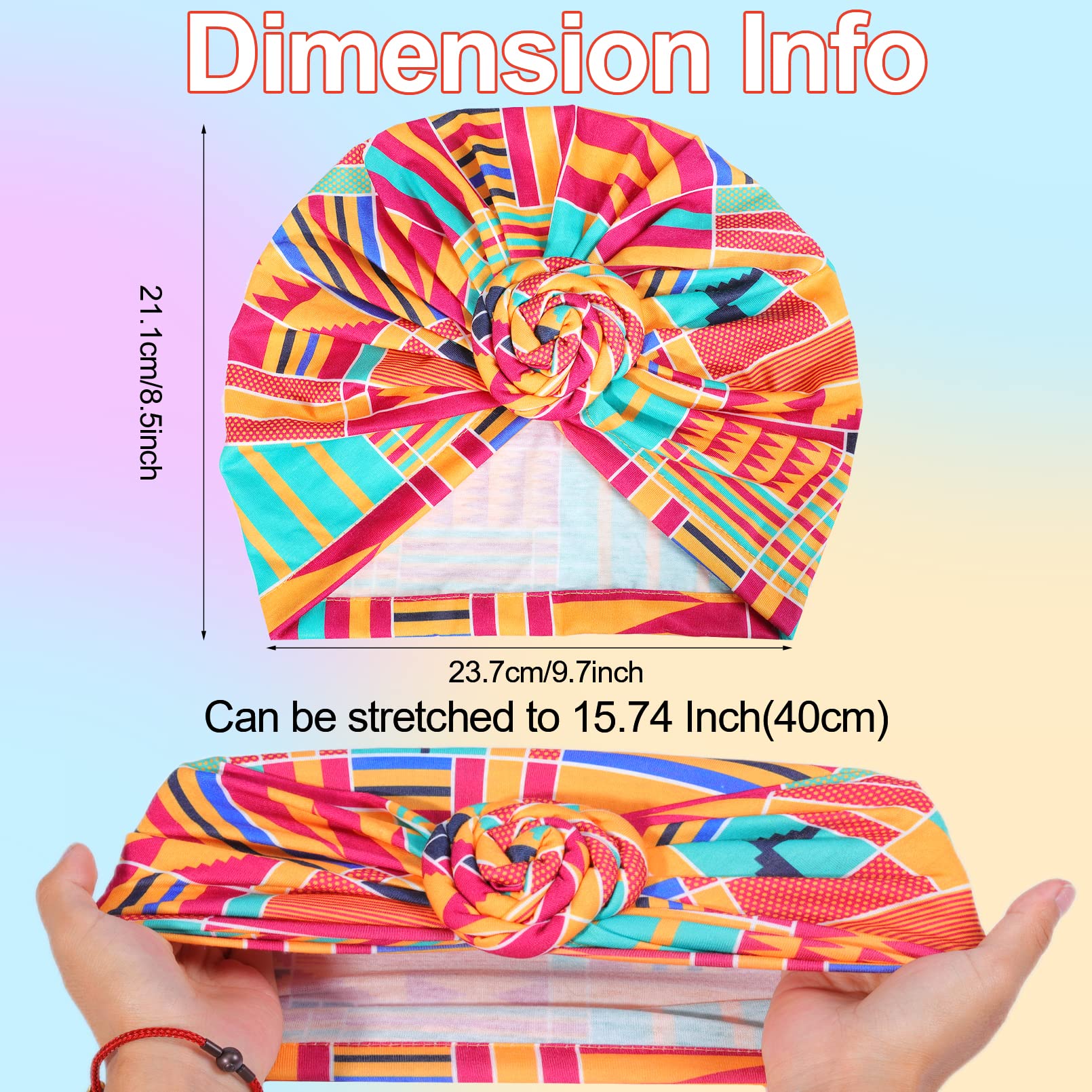 3PCS African Turban for Women,Flower Knot Headwraps,Pre-Tied Bonnet Beanie Cap,Elastic Head Wraps Hat,Hair Loss Hat Chemo Cap