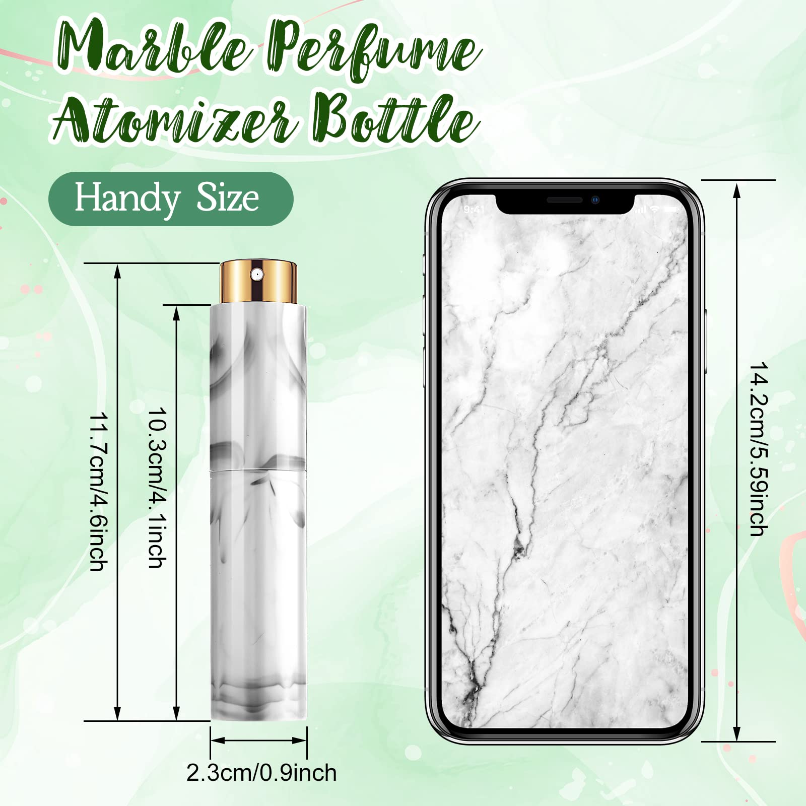4 Pcs 10 ml Perfume Atomizer Refillable Cologne Containers Mini Travel Perfume Bottle Refillable Atomizer Sprayer Perfume Pocket Dispenser Spray Empty Bottle for Women Men, Multi Marble Style