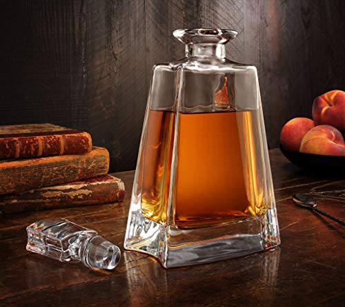 Luna Whiskey Decanter β 23 oz Crystal Modern Decanter β Small Liquor Decanter with Stopper β Booze Decanter for Whiskey, Bourbon, Brandy, Liquor, and Rum β Scotch Bar Container
