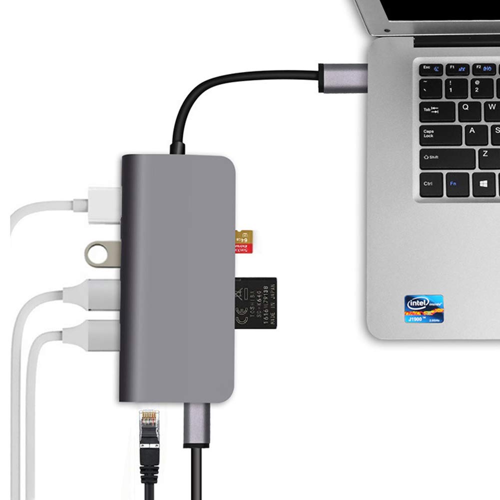 XUNMAIFHB Portable Docking Station,Type-C 8-in-1 Docking Station usb3.0 hub Computer HDMI Converter HDMI 4k, USB 3.0, SD/TF, Type-c, RJ45 Fast Transmission