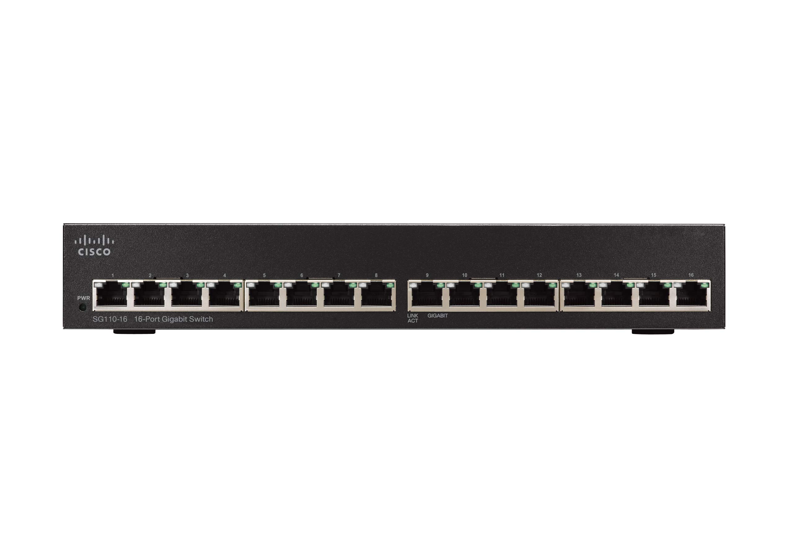 Cisco SG110-16 Unmanaged Switch | 16 Gigabit Ethernet (GbE) Ports | Limited Lifetime Protection (SG110-16-NA)