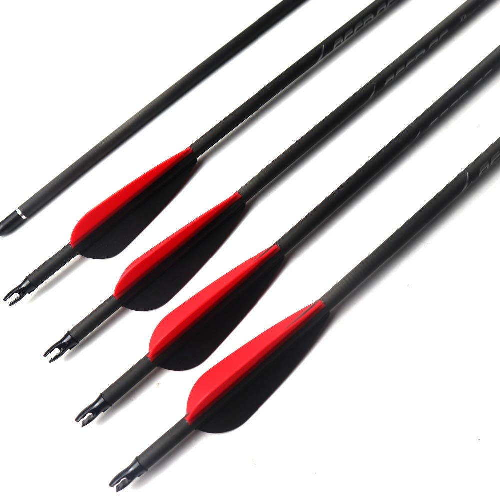 31" Arrows 800 Spine Arrows for Compound Bows ID 6.2 mm 28.5/29/30 Inch Replaceable Tip Carbon Arrow for 10/15/20/25/30/35/40 Lbs Recurve Bow Longbow Archery Hunting Target Practice