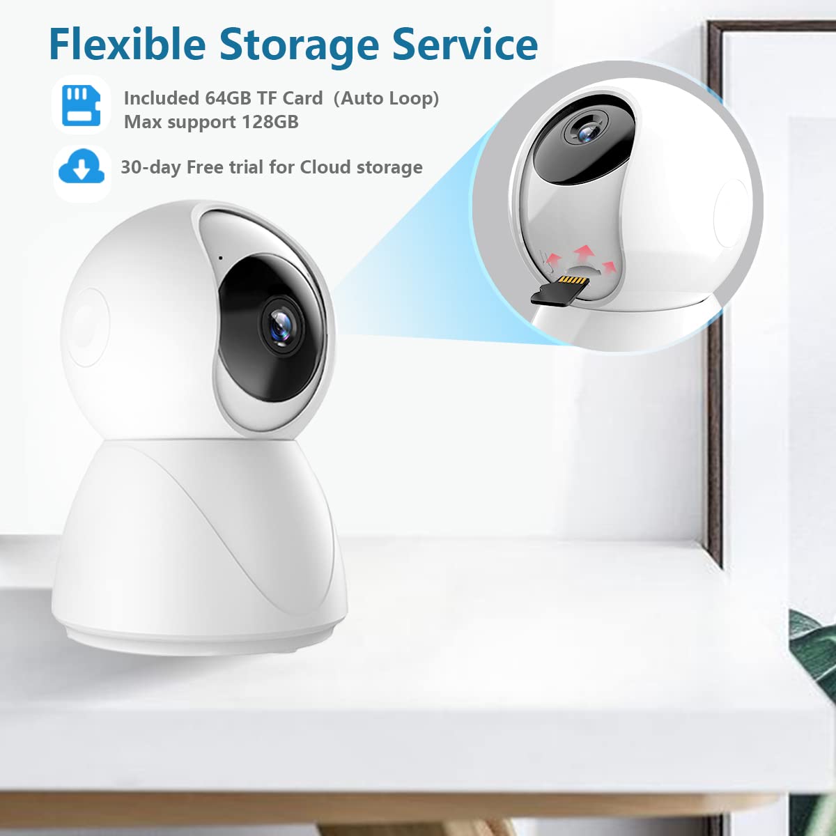 2K Baby Monitor Camera with Phone App, 5G WiFi Security Camera Indoor, 360 PTZ Home Camera for Pet, Color Night Vision, 2-Way Audio, Motion Detection