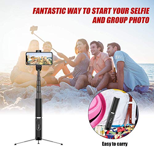 Selfie Stick Tripod, Aluminum Integrated Storage Design Phone Tripod with Wireless Remote Controller - Compatible for iPhone X/Xs/XR/iPhone 8/8Plus/iPhone 7/iPhone 6 and All Android Phone
