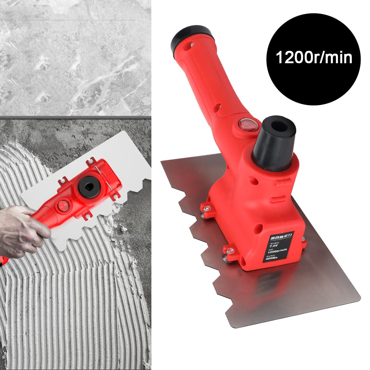 Cozyel Concrete Vibrator Hand-held Electric Portable Concrete Trowel 40W Handheld Cement Vibrating Troweling Machine 110V Cement Battery Power Screed Vibrator Cement Trowel Concrete Vibrating Machine