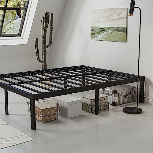 FSCHOS Bed-Frame-Twin, 14 Inch Metal Platform Twin-Size-Bed-Frame No Box Spring Needed, Heavy Duty Twin Size Bed Frame Easy Assembly, Noise Free, Black