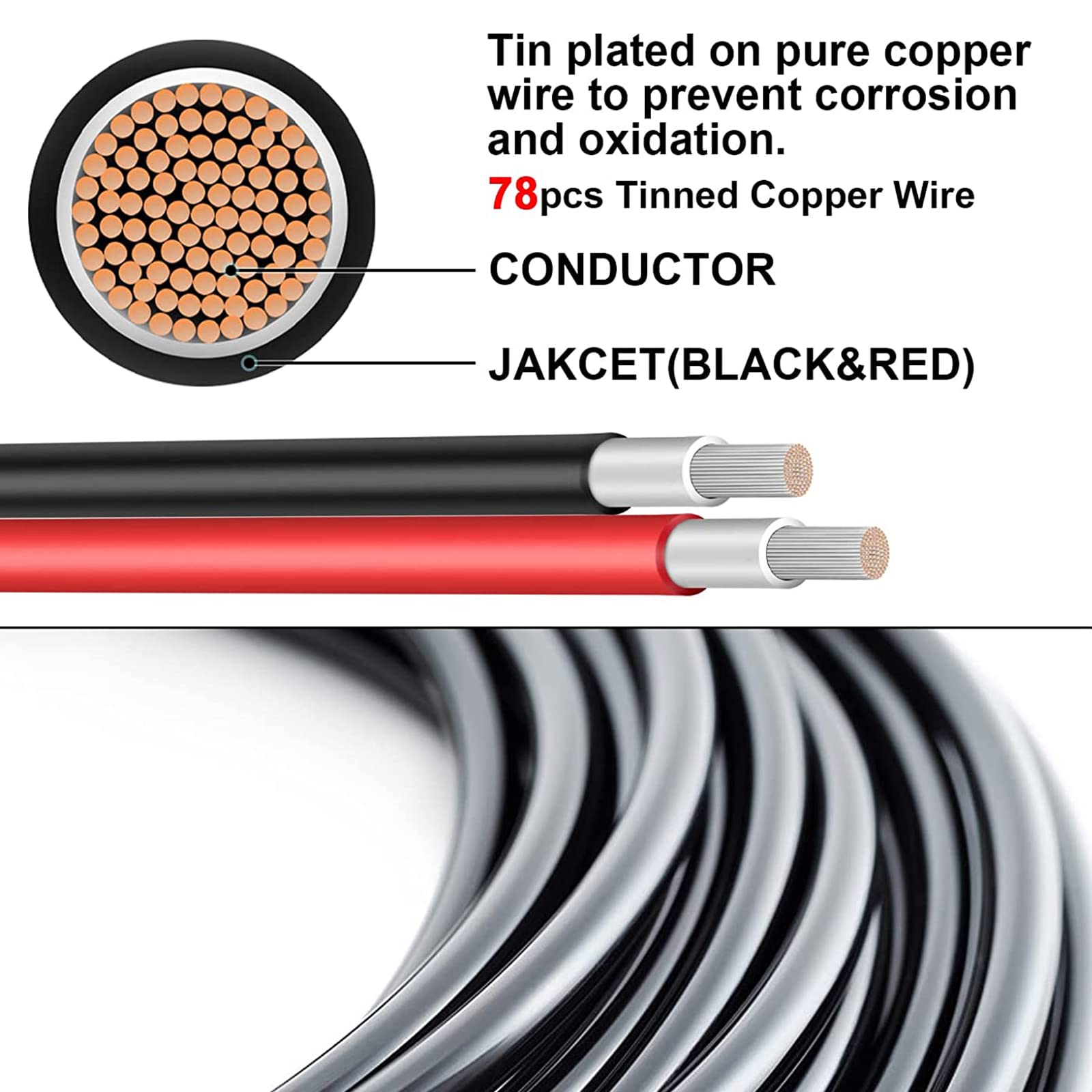30Ft 10AWG Solar Extension Cable - Solar Panel Extension Cable with Weatherproof Female and Male Solar Connector Adapter Kit for Home, Shop and RV Solar Panels (30FT Red + 30FT Black)