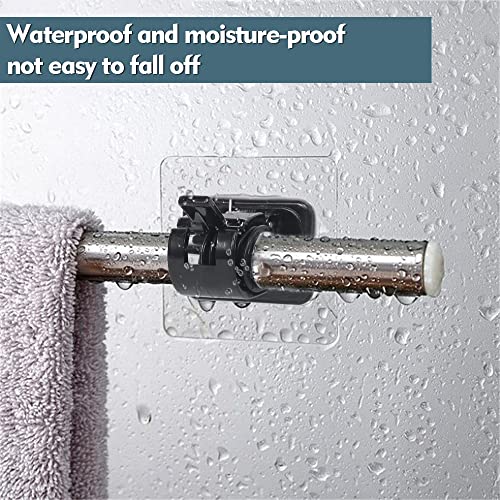 8 Pieces Self Adhesive Curtain Rod Bracket, No Drill Drapery Hooks Holder, Plastic Sticky on Curtain Rod Holder for Kitchen, Bathroom, Hotel (Black)