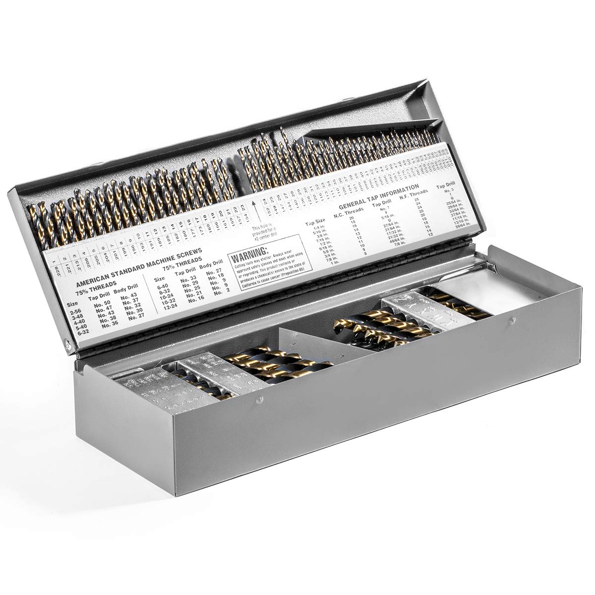 XtremepowerUS 115PC M35 Twist Jobber High-Speed Steel Cobalt Drill Set w/Indexed Storage Case