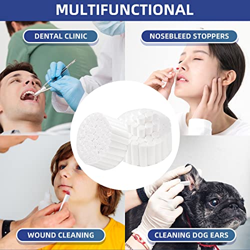 400 PCS Dental Gauze Rolls Cottons Pads, Nosebleed Kit Accessories #2 Medium 1.5" Mouth Gauze Nose Plugs for Dental Clinic, Household