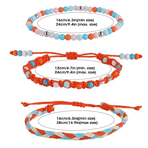 24 Pieces Surfer Woven Friendship Bracelet Handmade Braided Bracelets Adjustable Boho String Bracelets Jewelry for Women