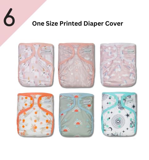 Kawaii Baby 6 Happy Leak-Free Cloth Diaper Covers, Double Waterproof Layer adjustable to fit babies 8-36 pounds (Happy Girl)