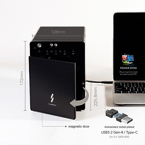 Mediasonic USB 3.2 4 Bay 3.5” SATA Hard Drive Enclosure DAS – USB 3.2 Gen 2 10Gbps Type C | USB-C (HF7-SU31C) Support 24TB HDD