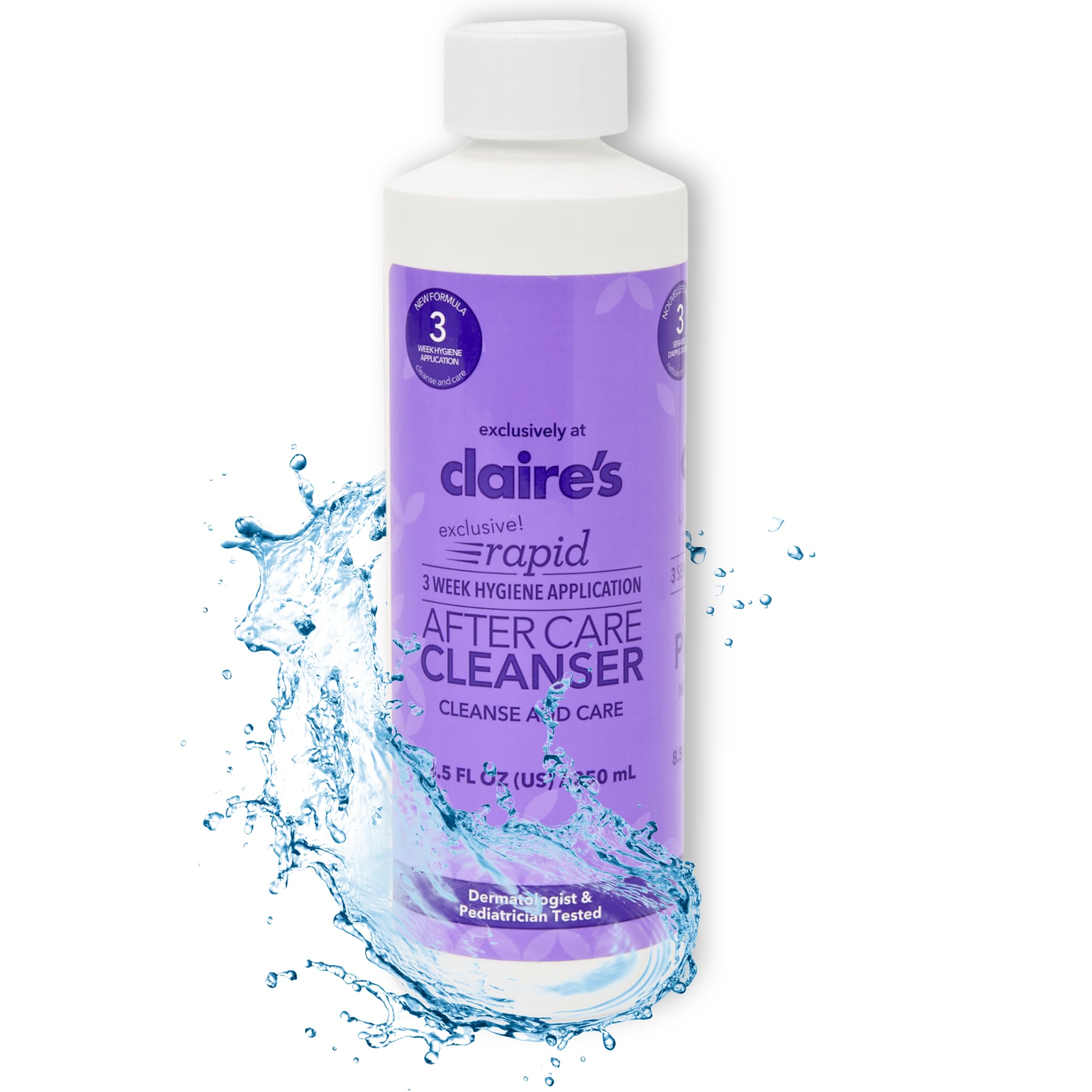 Claire’s 3-Week Rapid Piercing Aftercare Solution for New Piercings - Nose and Ear Piercing Cleaner Treatment, Piercing Bump Cleaning Wash - 8.5 Fl Oz