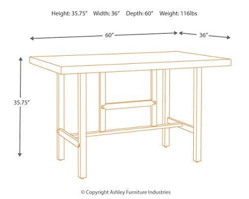 Ashley Furniture Signature Design - Kavari 5-Piece Dining Room Set - Includes Counter Height Table & 2 Barstools & 2 Double Barstools - Brown