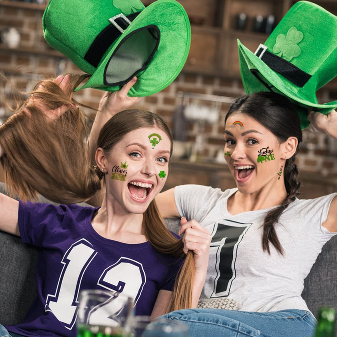 80Pcs St Patricks Day Tattoos Decorations Accessories, 12 Sheets Shamrock Temporary Tattoo Stickers for Kids Women, Irish St. Patrick's Day Parade and Favors Party Decorations