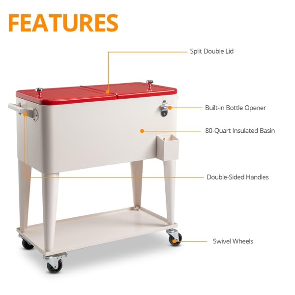 80Qt Red &White Box White Square Foot Tube with Drain Pipe Freezer Incubator