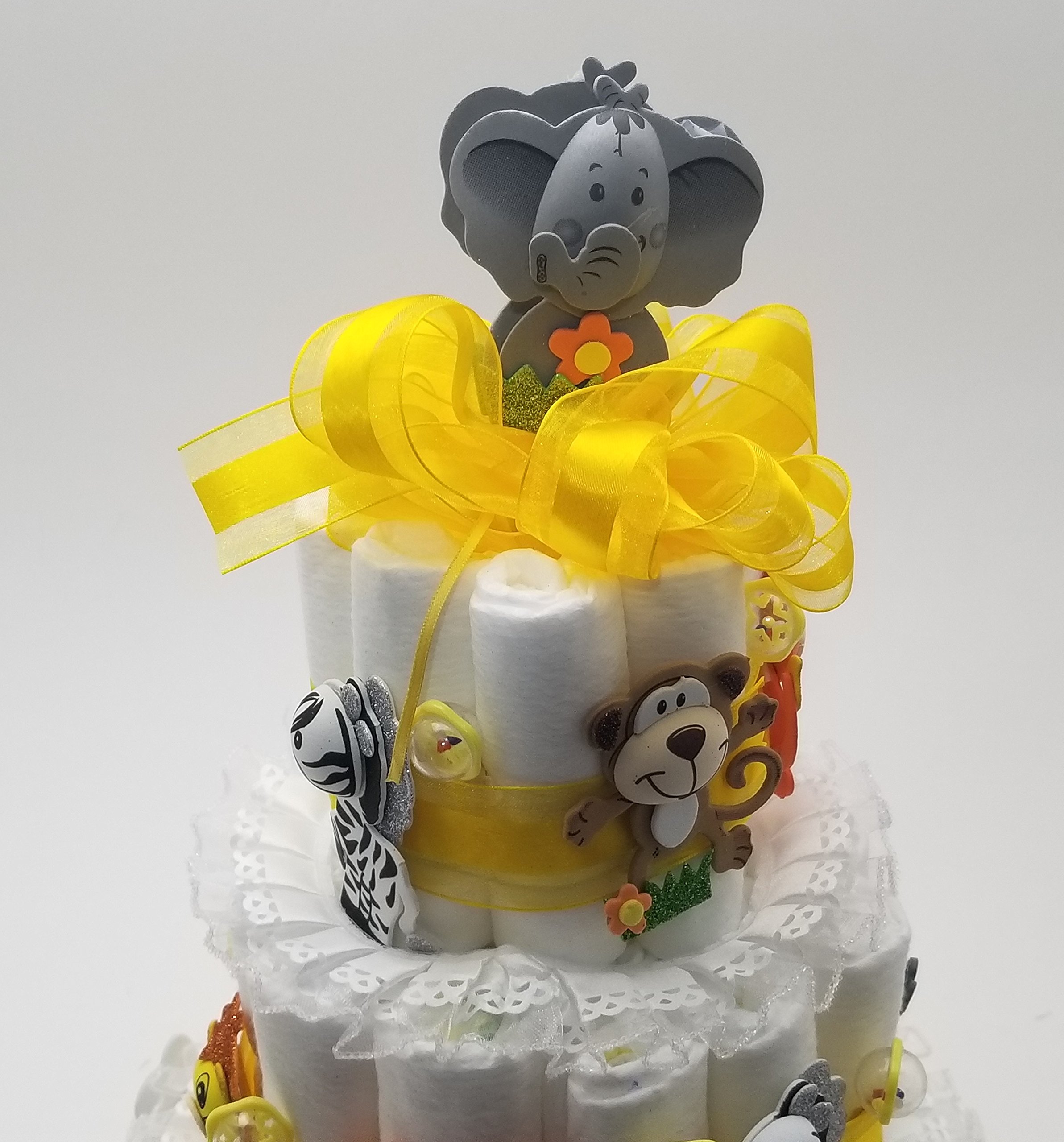 Noah's Ark - Jungle Animals Baby Shower Diaper Cake Kit for a 3 Tier Cake
