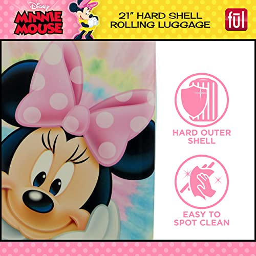 FUL Disney Minnie Mouse 21 Inch Kids Rolling Luggage, Tie Dye Hardshell Carry On Suitcase with Wheels, Multi (FCGL0030SAMEC-634)
