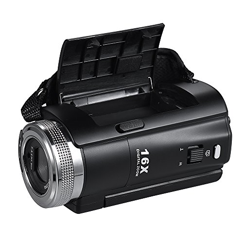 Andoer Video Camera V12 1080P Full HD 16X Digital Zoom Recording Portable Camcorder with 3.0 Inch Rotatable LCD Screen Max. 20 Mega Pixels Support Night Vision Face Detection Face Beautification