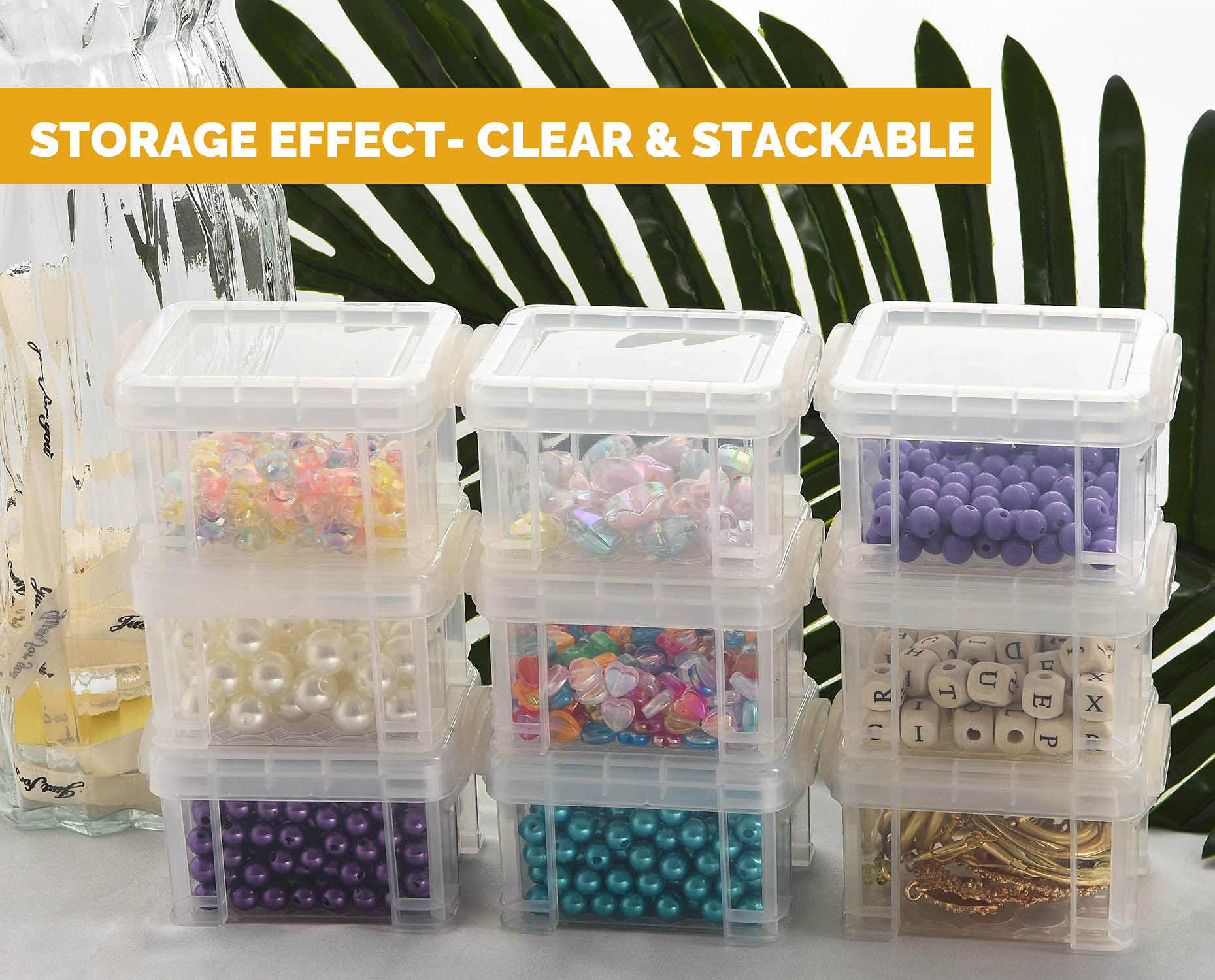 2Pack Small Plastic Clear Storage Box Containers with Lids, Small Bins (11.5x3.6x2.8 in)- Reusable&Stackable Craft Box, Small Items Accessories Storage Organizer for Toy Bricks,Mini Figure,Makeup Tool