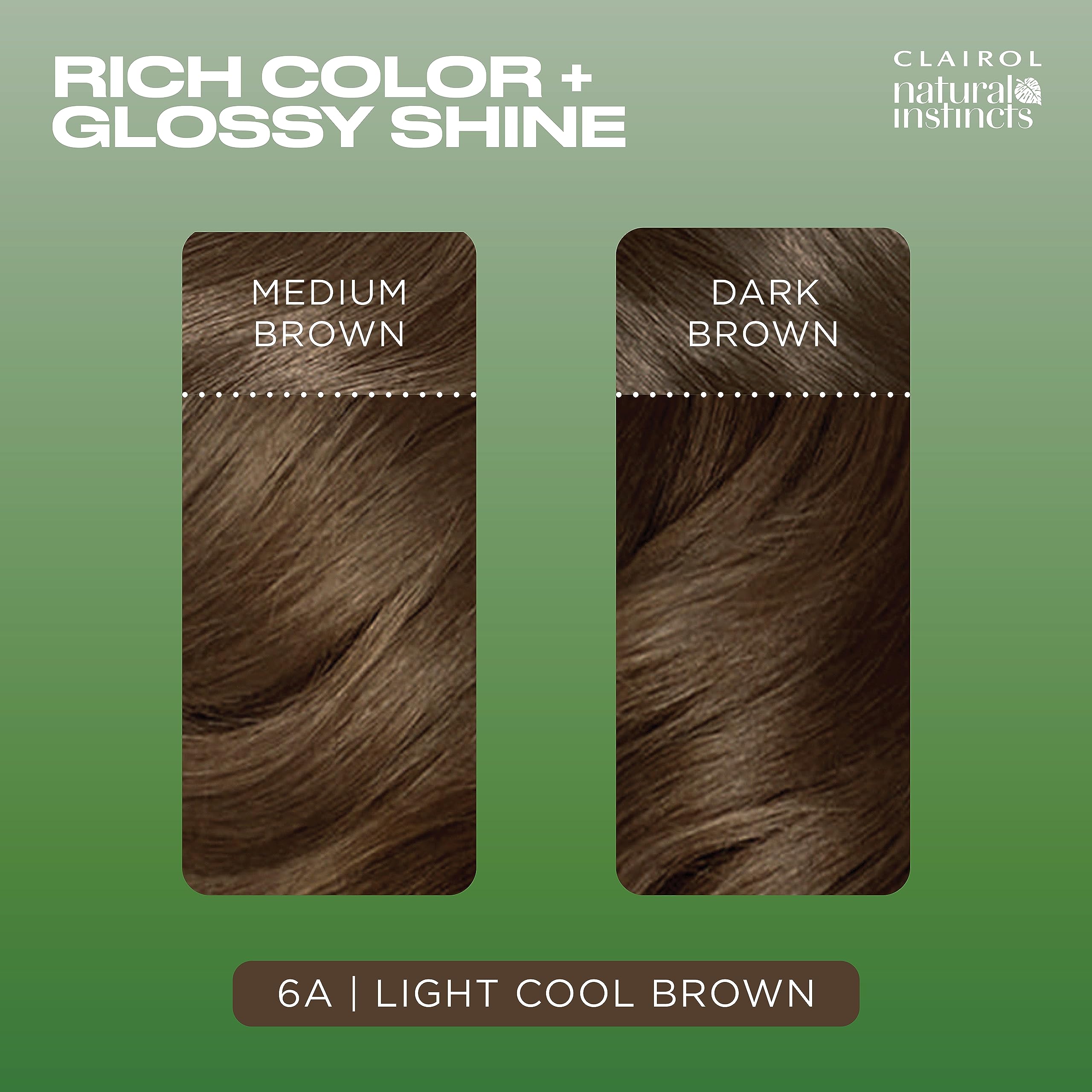 Clairol Natural Instincts Demi-Permanent Hair Dye, 6A Light Cool Brown Hair Color, Pack of 1