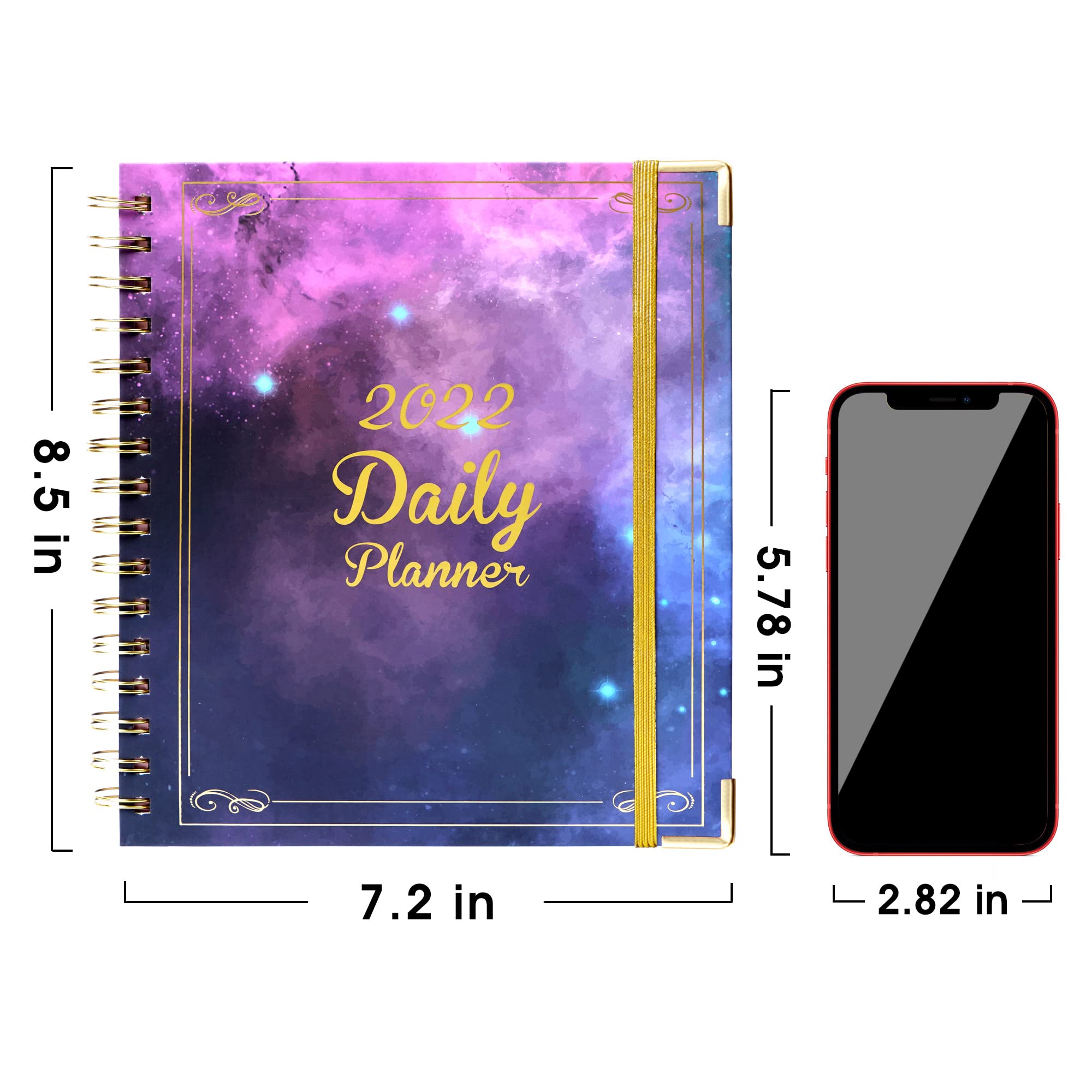 2022-2023 Hardcover Daily Planner Yearly Monthly Agenda Planner Strong Twin-Wire Binding Weekly Organizer for College Students Women Men to Do List Cute Organizer Planner, Purple Small