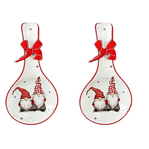 2pcs Christmas Spoon Rest Ceramic Chopsticks Holder Table Decorations Christmas House Warming Gift