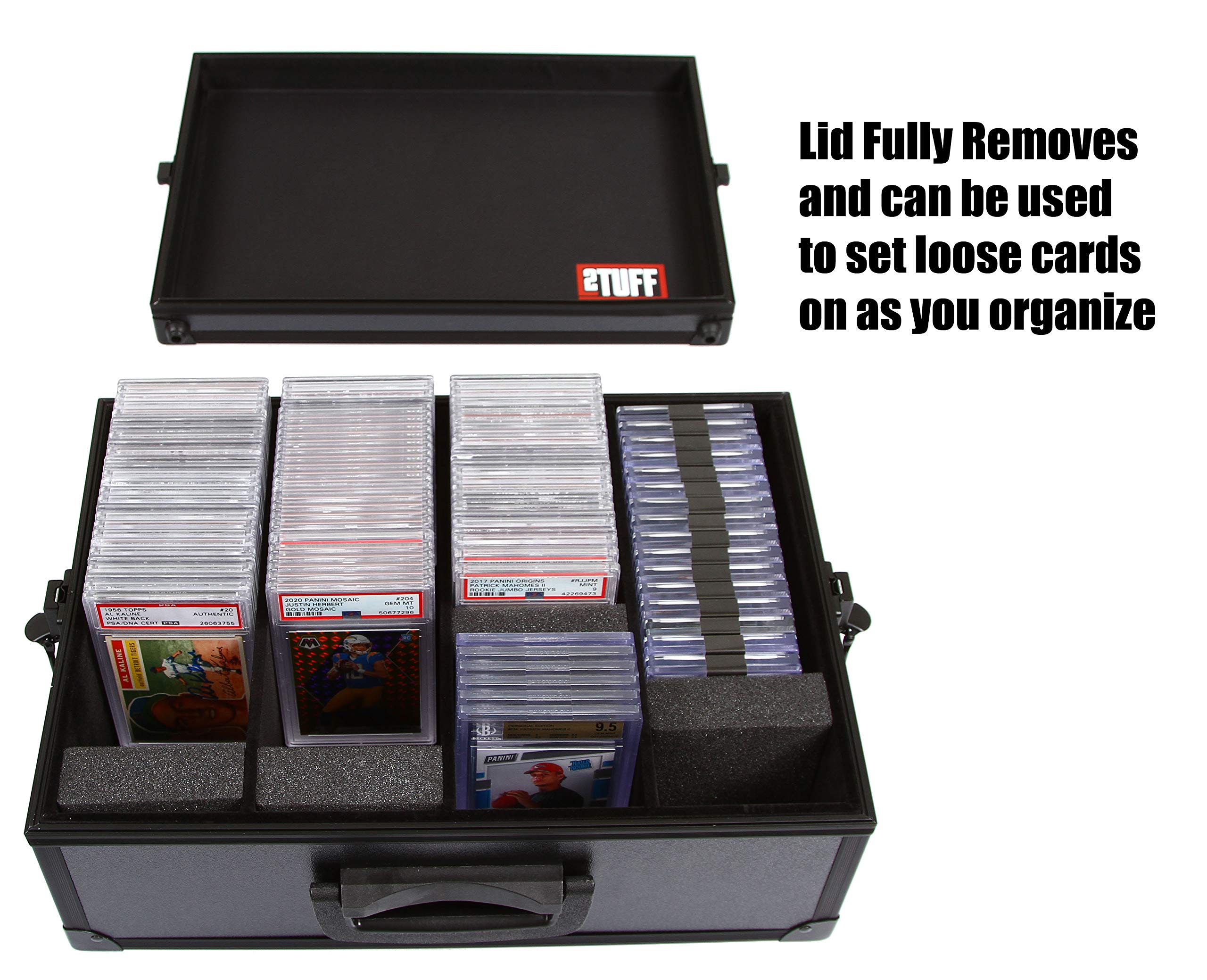 2TUFF Graded Card One-Touch and Screwdown Sports Card Case - Fits PSA and BGS Graded Slabbed Cards One Touch Screw Down Cases - 4 Slots with Lockable Latch