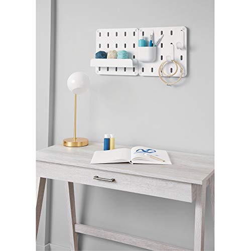 iDesign Cade BPA-Free Plastic Modular Hanging Pegboard Organizer Storage Shelf, 12.71" x 3.7" x 2.25", Matte White