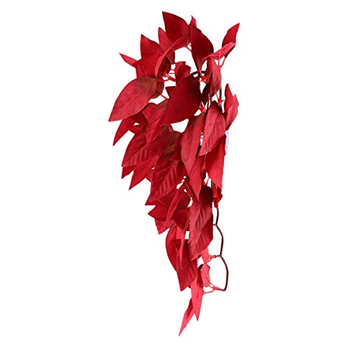 POPETPOP Aquarium Artificial Plant Fake Aquatic Plants Suction Cup Rattan Ornament for Fish Tank Landscape Decoration Red