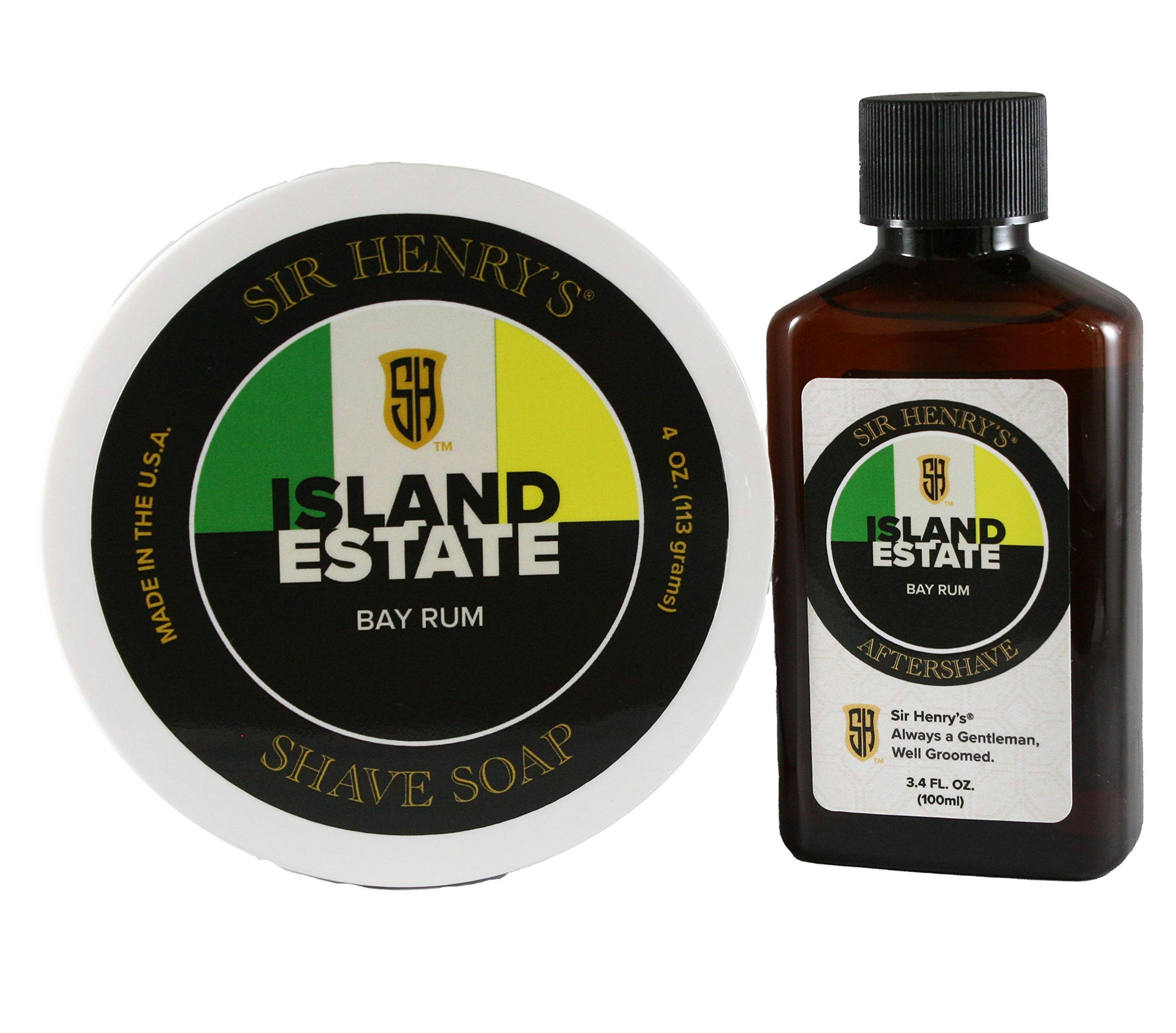 Sir Henry's Island Estate Bay Rum Shave Soap and Aftershave Combo. Smooth & Soothe