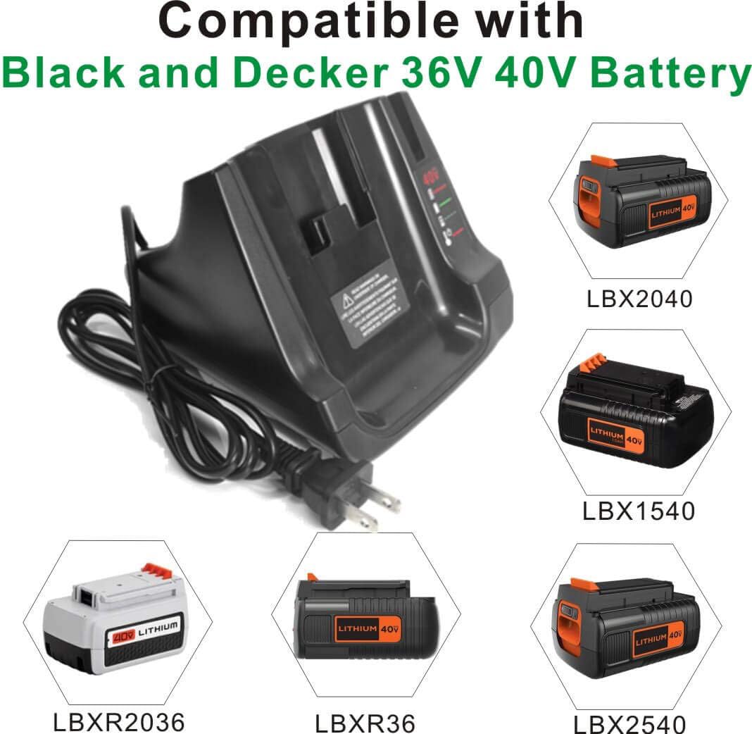 ANOITD 40V MAX Battery Fast Charger LCS40 LCS36 Replacement for Black and Decker 36V 40V Max Lithium Ion Tool Battery LBXR36 LST540 LBX2040 LCS1240 LBX1540 Compatible with Black Decker 40 Volt Charger