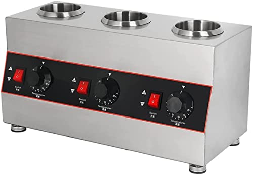 ANSNAL Commercial Electric Sauce Warmer 3 Pot, 480W Stainless Steel Countertop Sauce Dispenser, Adjustable Temperature from 30 to 85â, Chili Hot Fudge Cheese Caramel Jam Sauce Warmer