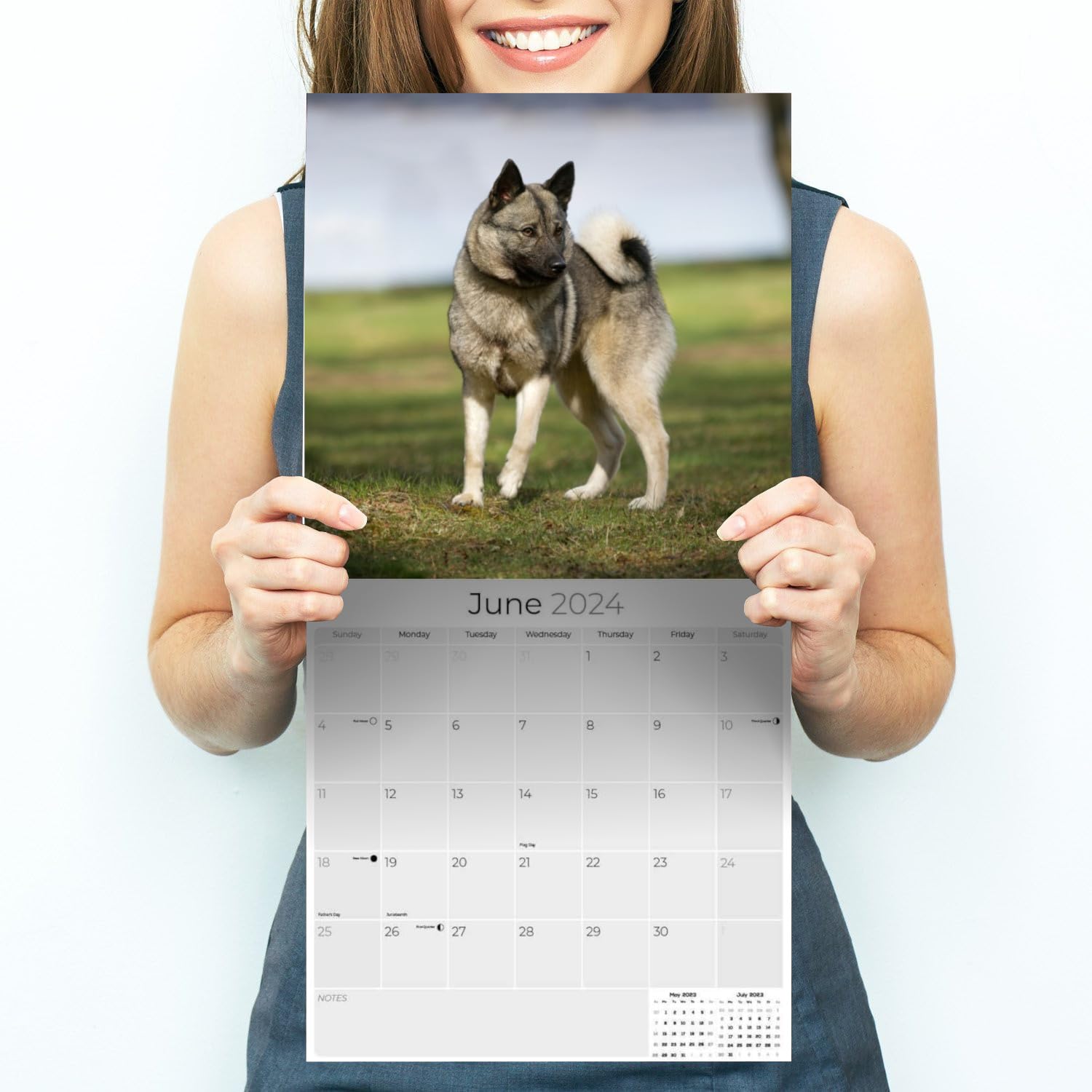 2023 2024 Norwegian Elkhound Calendar - Dog Breed Monthly Wall Calendar - 12 x 24 Open - Thick No-Bleed Paper - Giftable - Academic Teacher's Planner Calendar Organizing & Planning - Made in USA