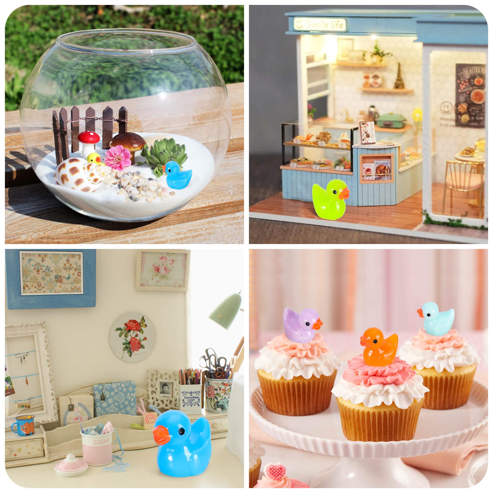 240 Pieces Tiny Ducks Mini Resin Duck Slime Charms Bead Miniature Duck Figures Ornament Potted Plants Decoration
