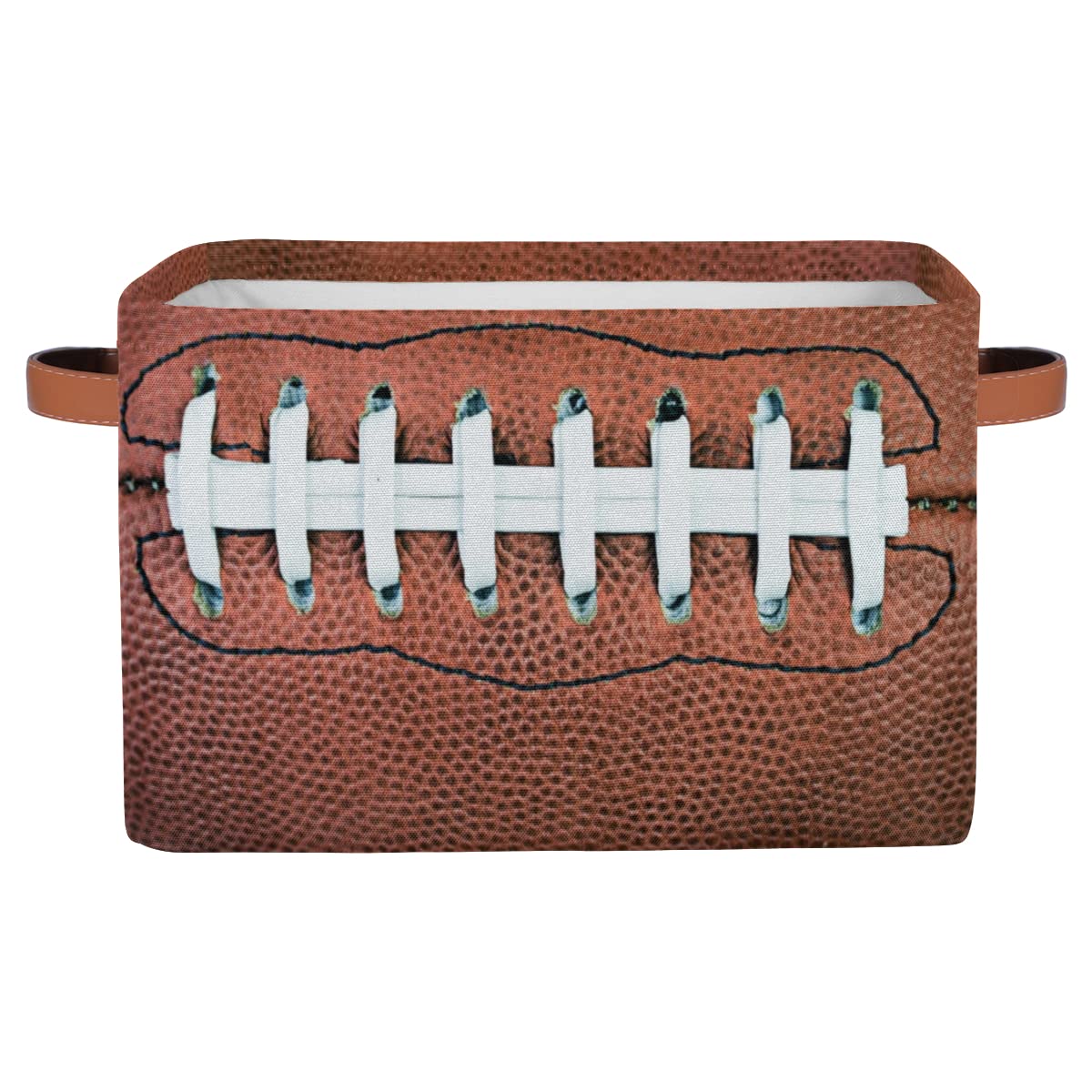 American Football Laces Storage Basket Cube Sport Ball Large Toys Storage Box Bin with Handle Collapsible Closet Shelf Cloth Organizer for Nursery Bedroom,15x11x9.5 in,1 Pack