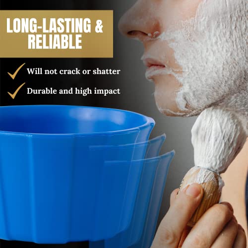 TIMELESS RAZOR Blue Shaving Bowl w/Ridges - Mixes Mens Shaving Cream & Shaving Soap - Durable & Holds Heat Longer - Whip a Quick, Rich & Thick Lather - USA Made