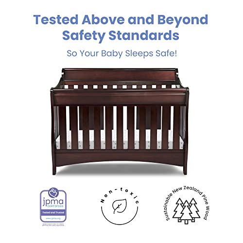 Delta Children Bentley S Series 4-in-1 Convertible Baby Crib, Black Cherry Espresso