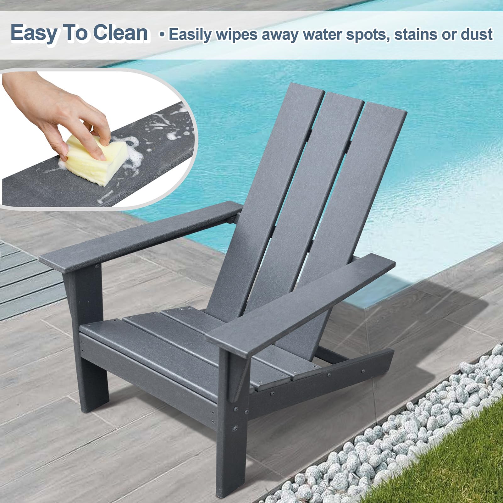 ATR ARTTOREAL Adirondack Chair Set of 2 with Table, HDPE Firepit Chairs for Outside, Weatherproof Outdoor Chairs for Garden Balcony Patio